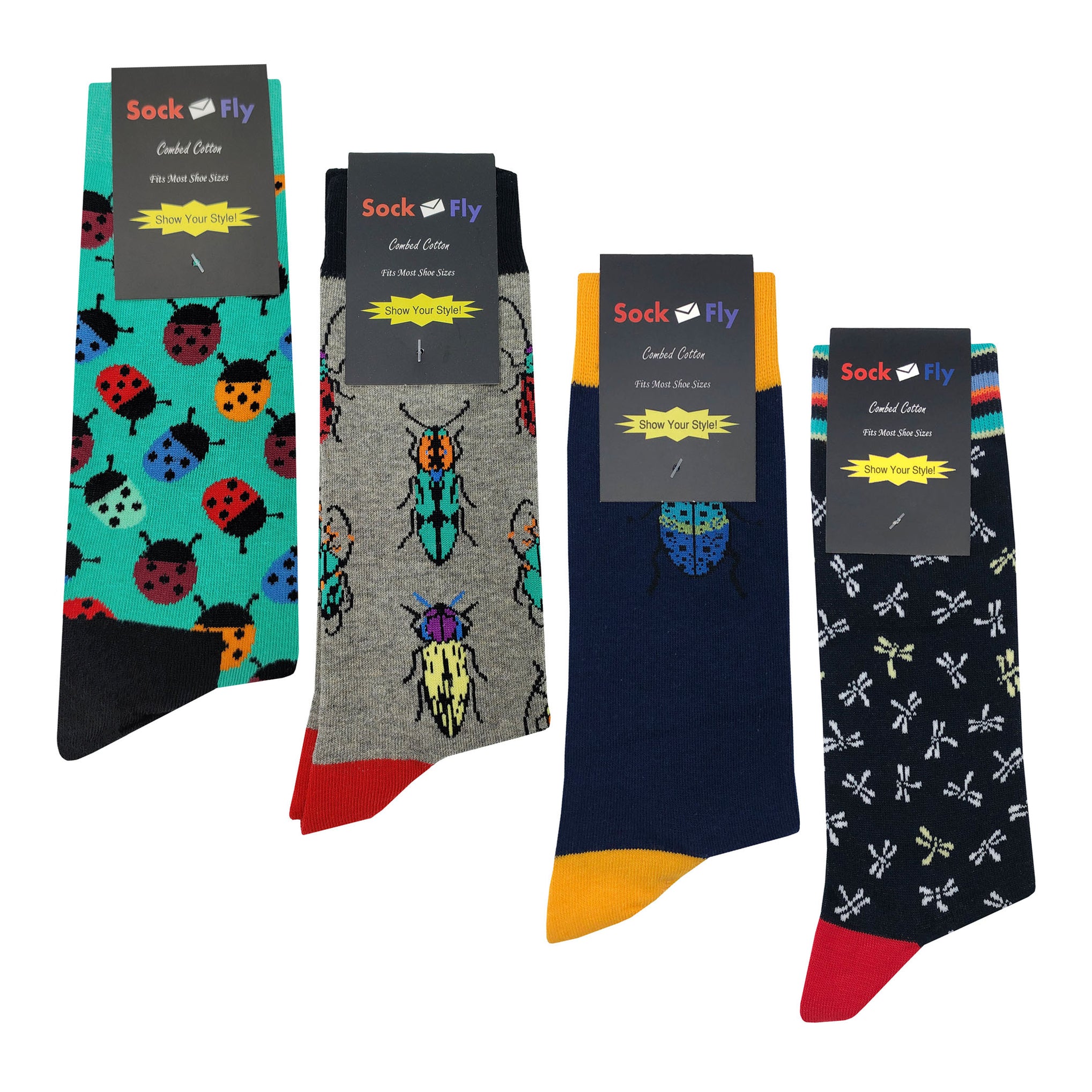 Bug Socks 4 Pack - Fun and Crazy Socks at Sockfly.com