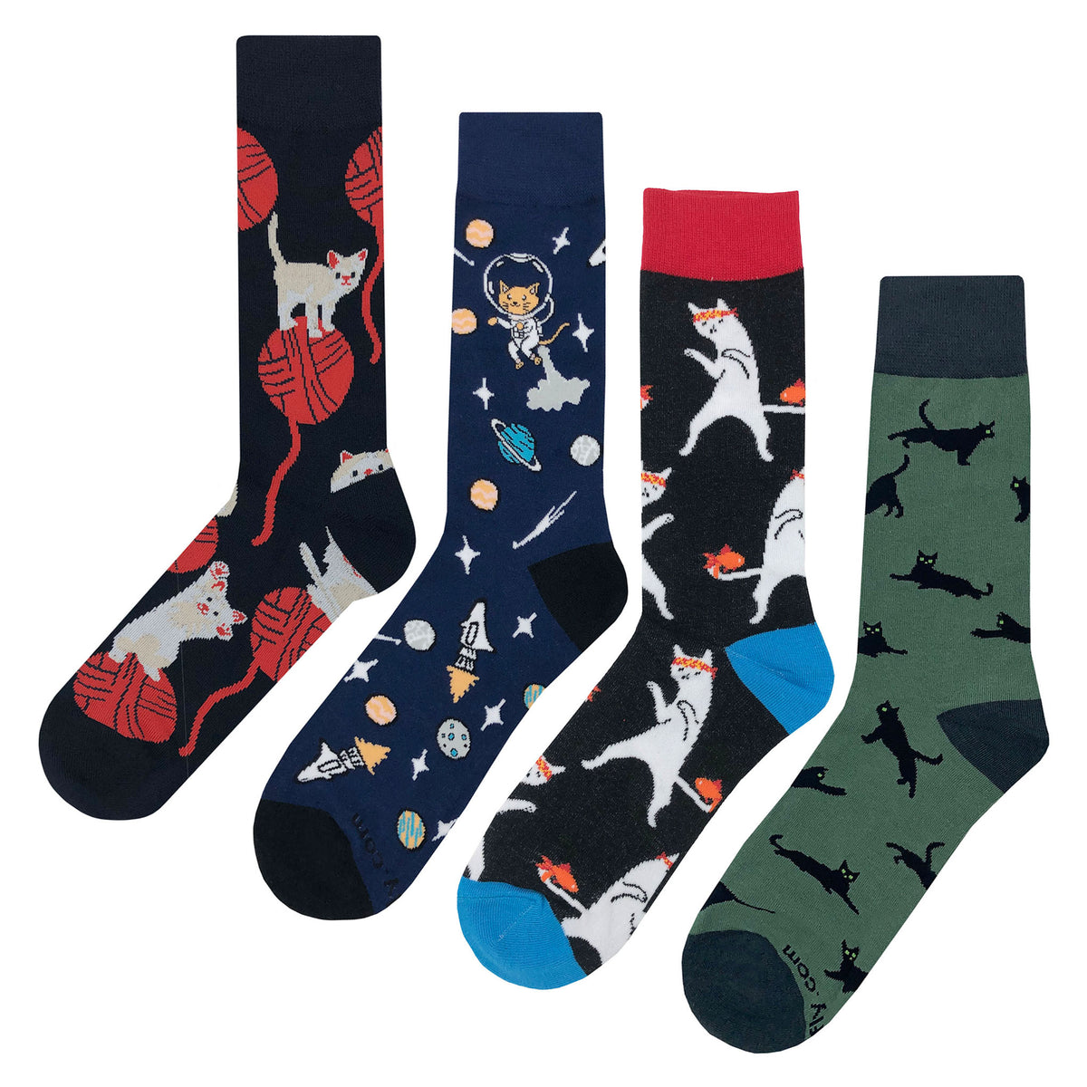 Cat Socks 4 Pack #2 - Fun and Crazy Socks at Sockfly.com