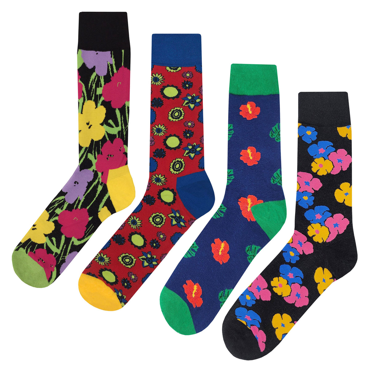 Flower Socks 4 Pack #2 - Fun and Crazy Socks at Sockfly.com