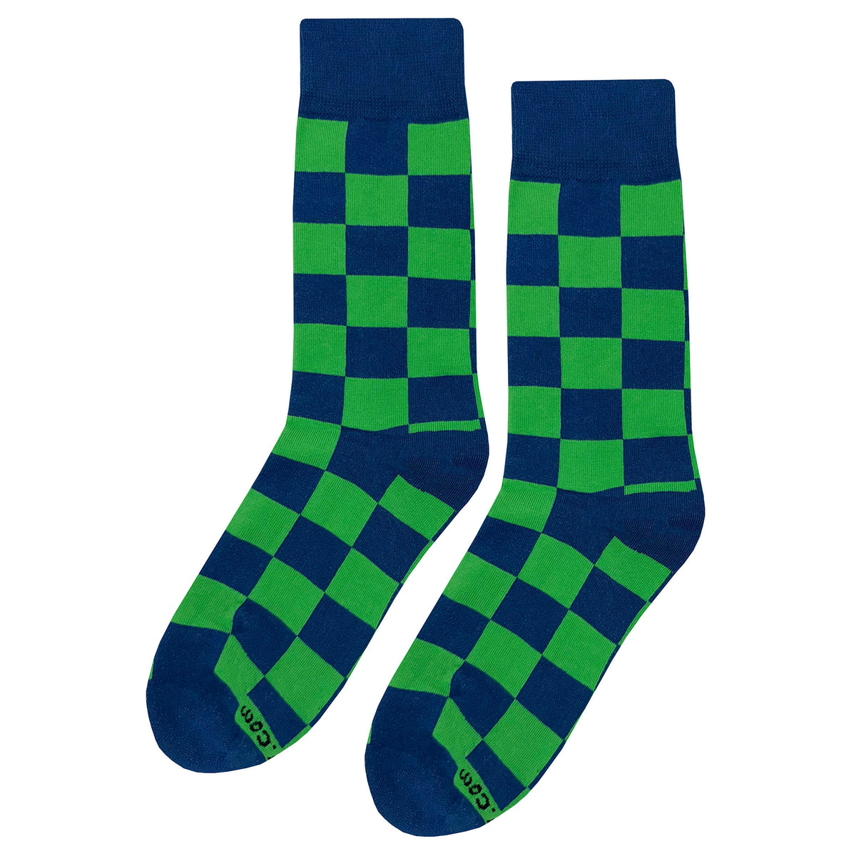Navy Blue Green Checker Socks - Fun and Crazy Socks at Sockfly.com