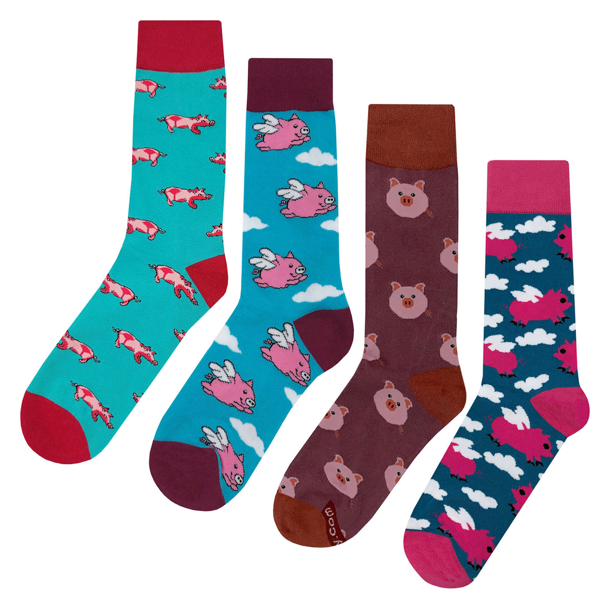 Pig Socks 4 Pack - Fun and Crazy Socks at Sockfly.com