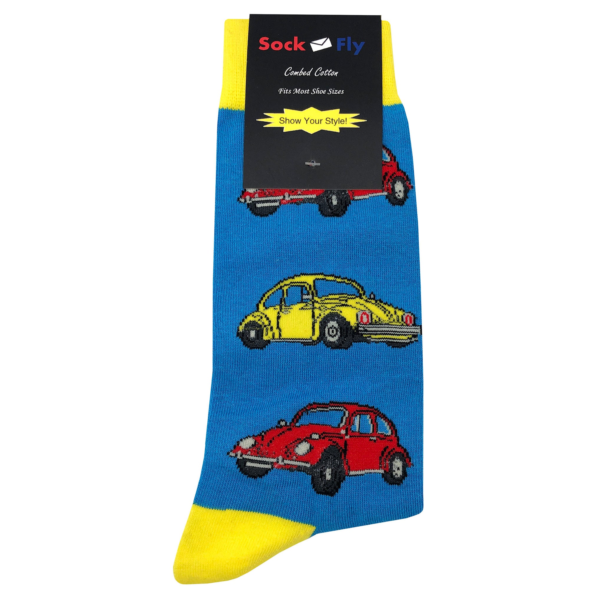 VW Beetle Blue Socks - Fun and Crazy Socks at Sockfly.com