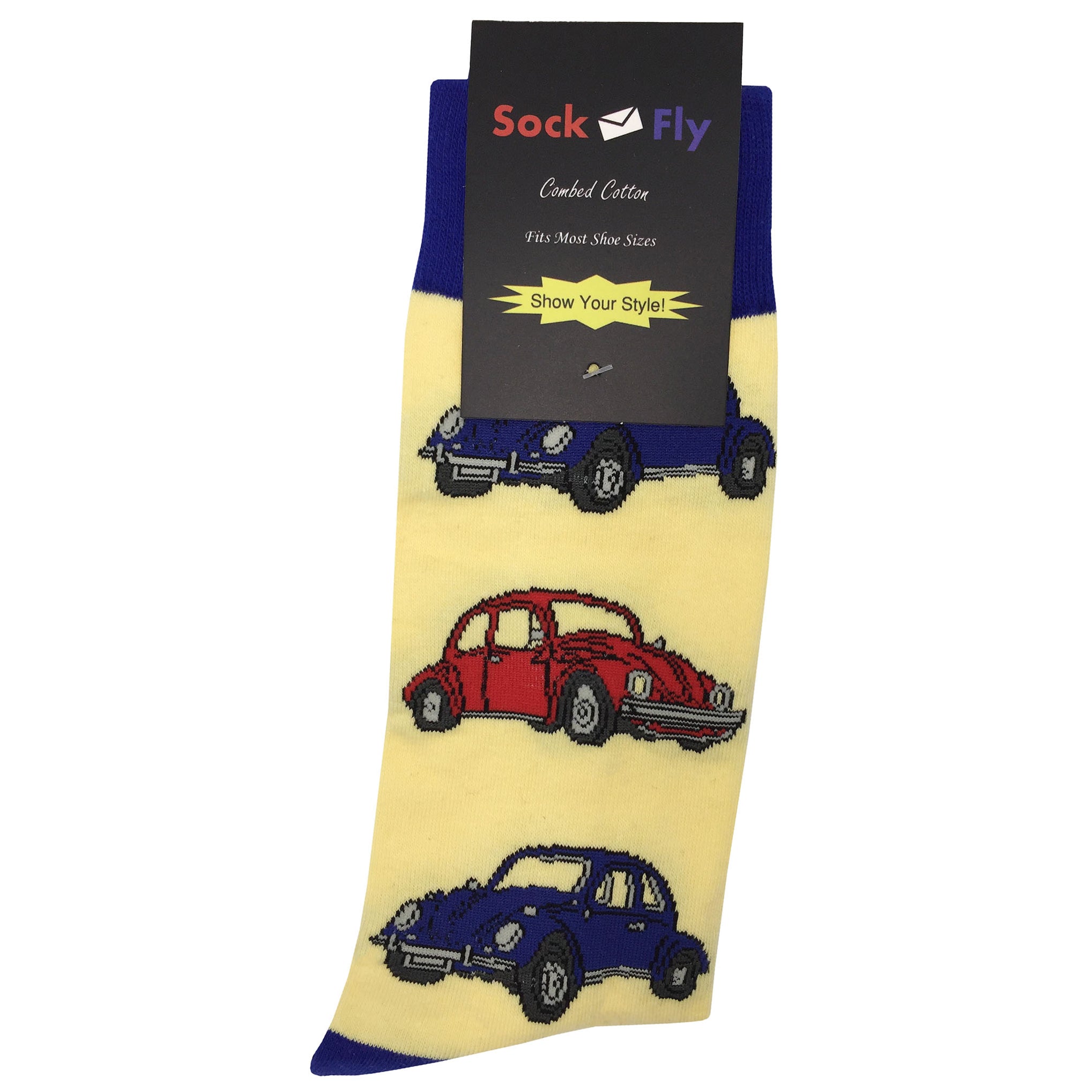 VW Beetle Yellow Socks - Fun and Crazy Socks at Sockfly.com